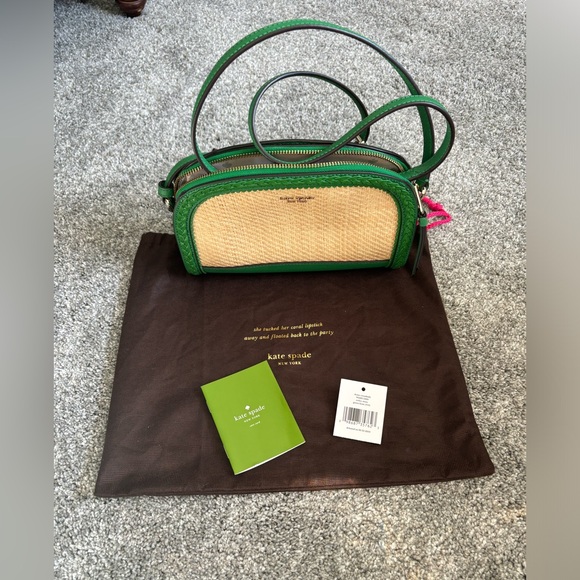 kate spade | Bags | Kate Spade Reiley Straw Green Dome Crossbody | Poshmark